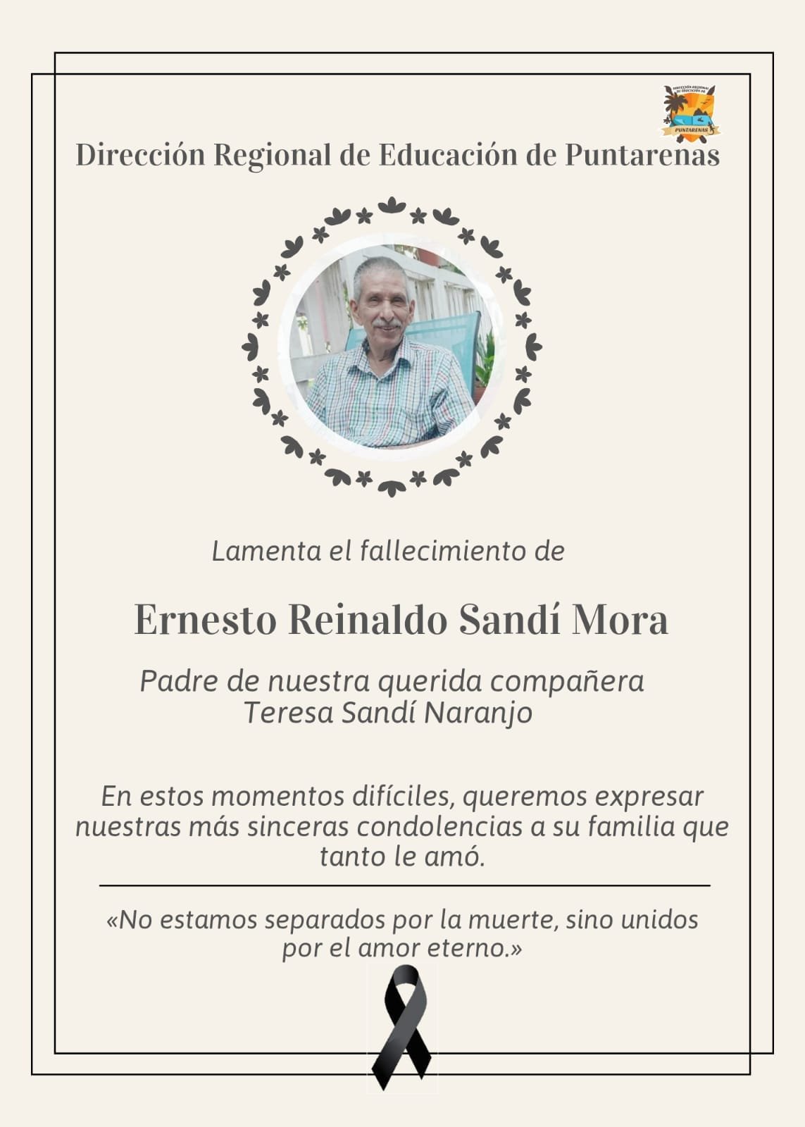 Nota luctuosa lamentamos el fallecimiento de Ernesto Reinaldo Sandí ...